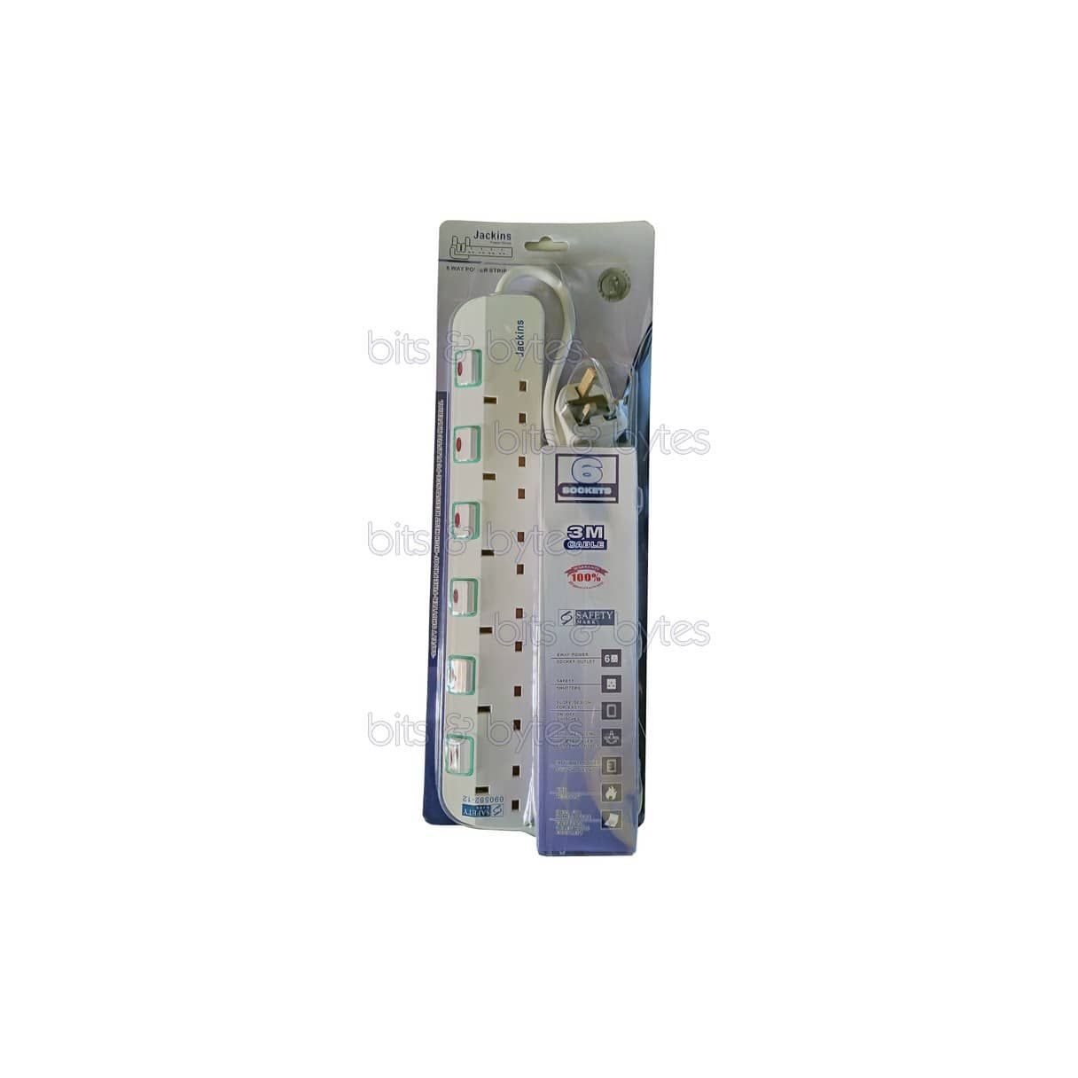6 In-Line Individually Switched Multi Outlet Extension 3.0m Cable ...