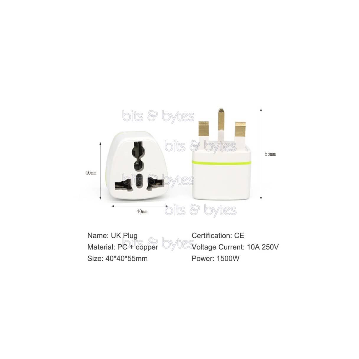EU / US / AU Socket to UK 3pin Plug Adapter | bits & bytes malta
