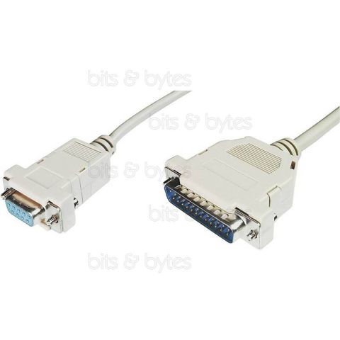 1.8m Serial 9pin D-Sub Socket to 25pin D-Sub Plug Null Modem Cable ...