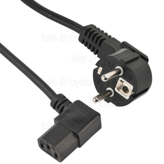 1.8m Angled Power Cable - 6A German Schuko Plug to IEC C13 | bits ...
