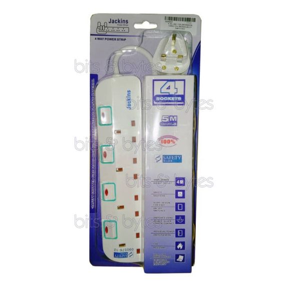 4 In-Line Individually Switched Multi Outlet Extension 5.0m Cable ...