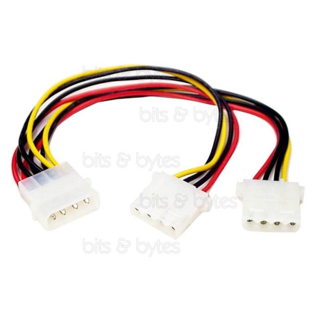 0.2m Molex 4pin Power Sockets (Y) Splitter Adapter Cable | bits & bytes ...