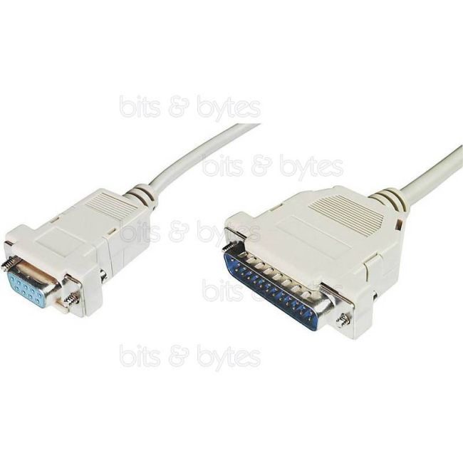 1.8m Serial 9pin D-Sub Socket to 25pin D-Sub Plug Null Modem Cable ...