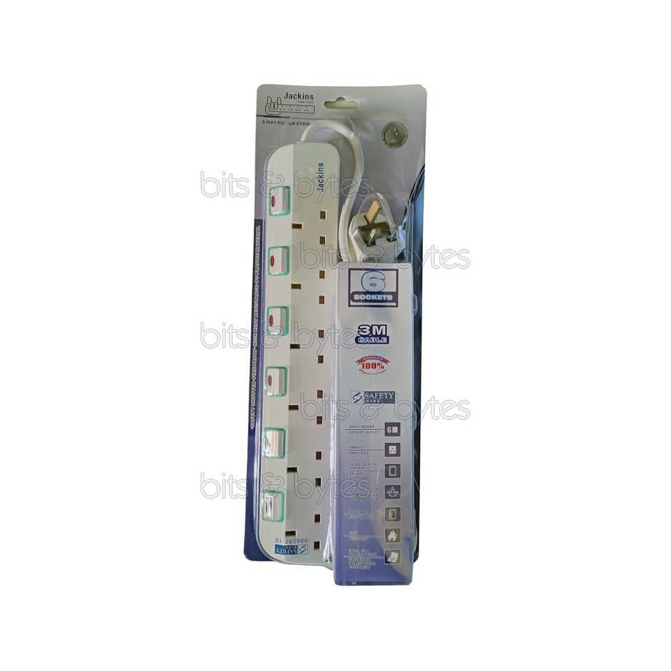 6 In-Line Individually Switched Multi Outlet Extension 3.0m Cable ...