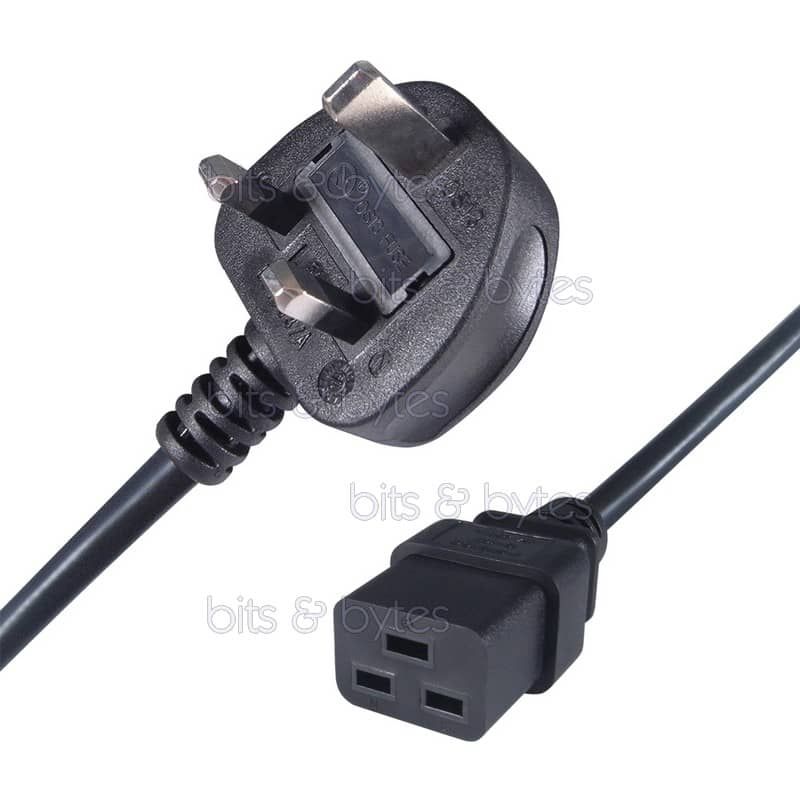 1.8m Power Cable - 13A UK Plug to IEC C19 | bits & bytes malta